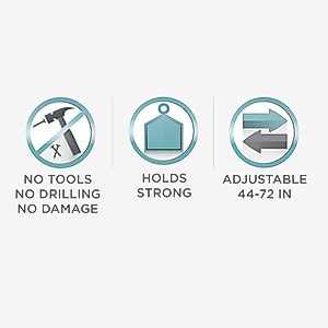 Zenna Home Adjustable Tension Shower Curtain Rod, Adjusts from 44" to 72", Rust-Resistant Steel Shower Rod, No Tools, No Drilling, White