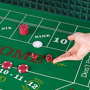 Brybelly Casino Night 4-in-1 Felts Only -Blackjack, Craps, Roulette and Texas Hold'em Table Felt Only- Green Felt Double Sided Casino Tabletop Gaming Mat- 18" x 36" - Perfect for Casino Game Night