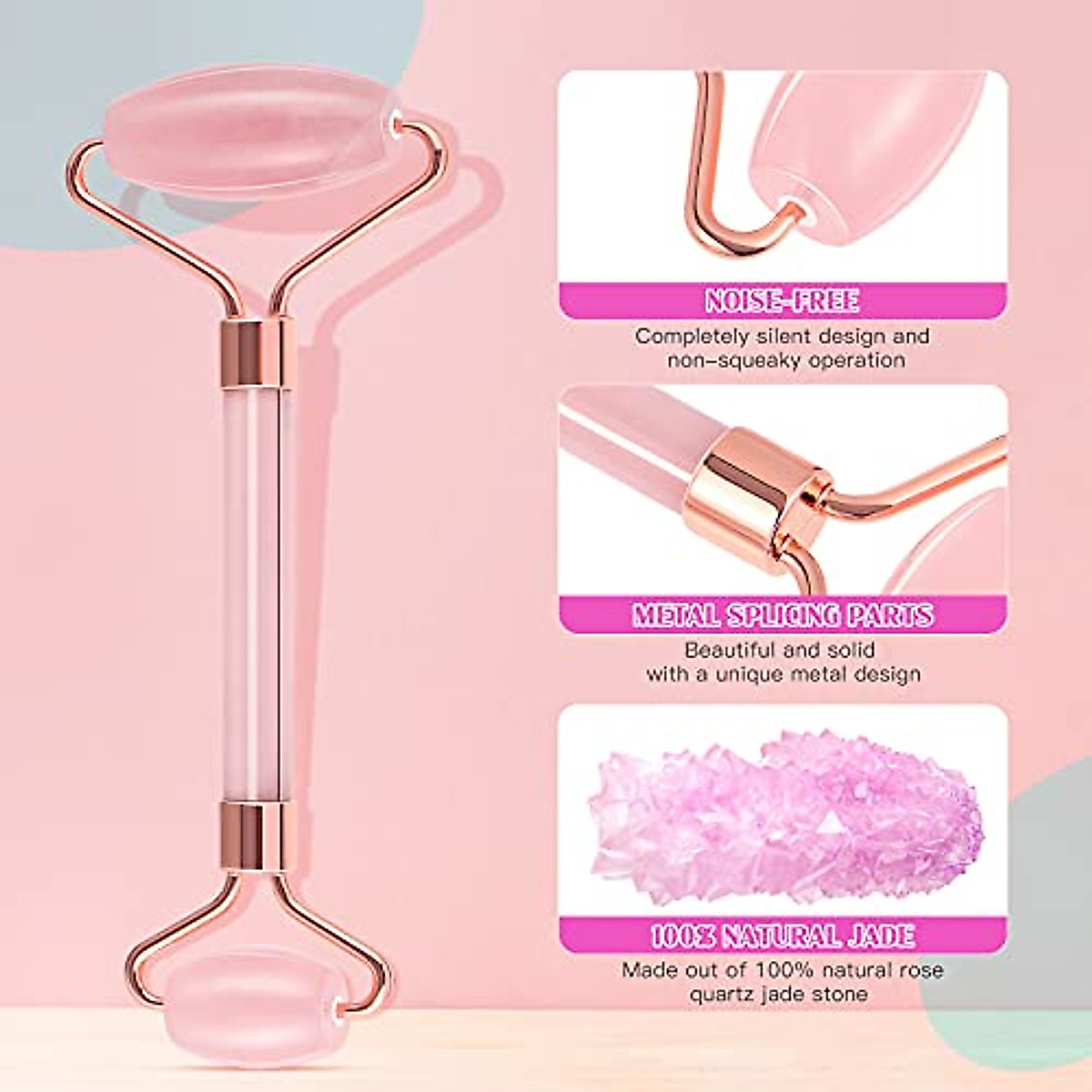 rosenice Gua Sha Set Jade Stone Tools Guasha Tool for Face Skincare Facial Body Relieve Muscle Tensions Reduce Puffiness Festive Gifts