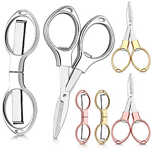 Stainless Steel Scissors Anti Rust Folding Scissors Glasses Shaped Mini Shear for Home and Travel Use (6)