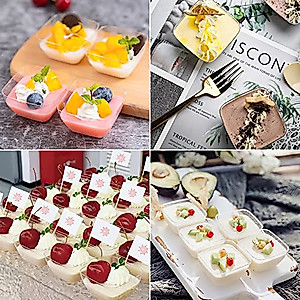 Kingrol 100 Ct Mini Dessert Cups with Spoons, 2 Ounce Appetizer Cups, Disposable Clear Bowls for Mousse, Puddings, Entrees, Sundaes - Perfect for Parties and Special Occasions