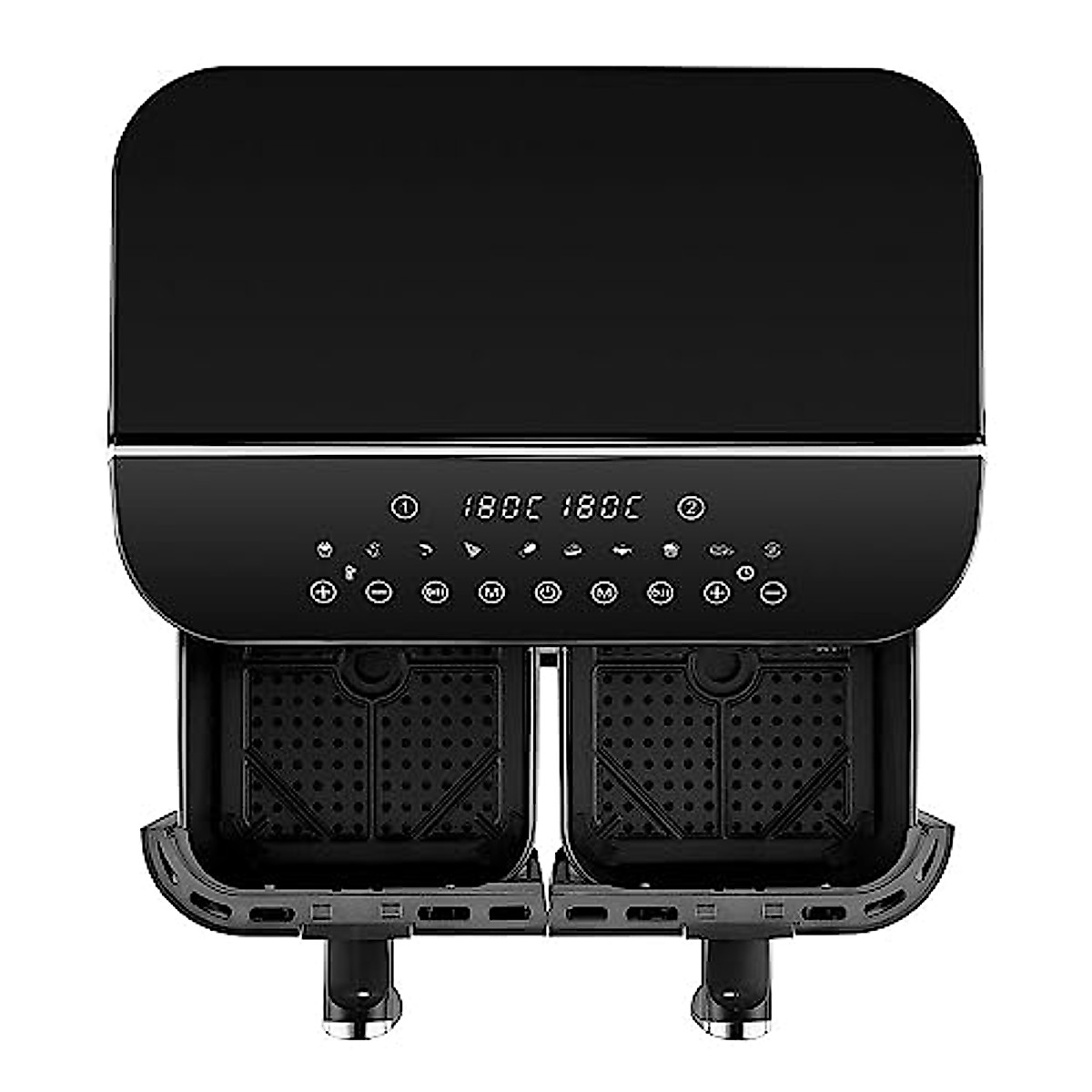 Multi GO219 5-in-1 Dual Zone Air Fryer: 8 Quartz Capacity with 2 Independent Frying Baskets and Independent Temperature Control, Smart Finish to Roast, Broil, Dehydrate Function, 1700W, Black.