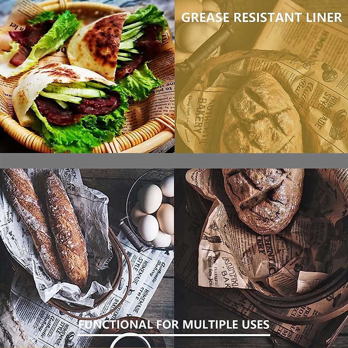 200pcs Deli Paper Sheets 10" x 14", Premium Food Basket Liners, Grease Resistant Wax Paper Sheets for Food, Sandwich Wrapping Paper for Home, Picnic, Tray, Wrap, Burger and Burrito