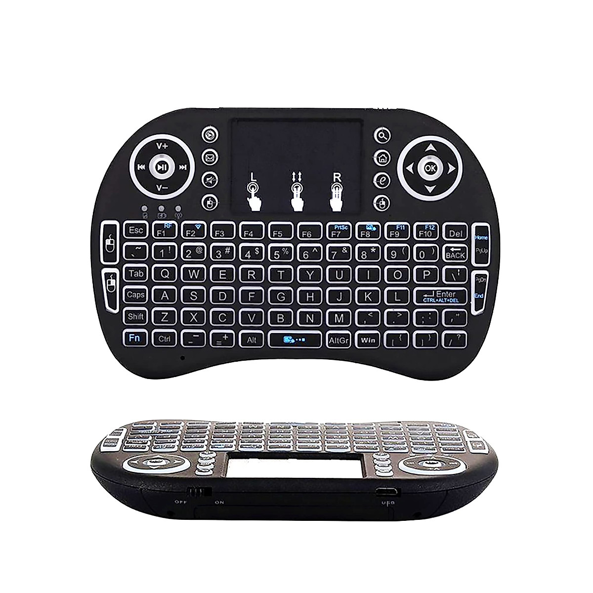 3 Pack Wireless Mini Keyboard and touchpad Mouse 2.4GHz Backlit Universal Remote Controller for Gaming Rechargeable Li-ion Battery for Google Android TV Xbox, PS3, PC, Windows Roku iptv Gaming