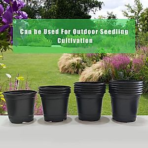 RooTrimmer 10CM Black Seedling Pots 4 inch Thick Nursery Pots 50 Pcs, Soft and Sturdy Seeds Starter Pots(50Pack，Black)