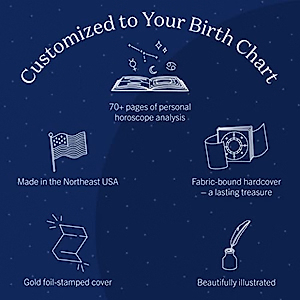 The Birthdate Book, A Fully Personalized Beautiful and Unique Reading of your Astrological Birth Chart - Fabric-bound Hardcover & 70+ Pages of Personal Horoscope Readings & Interpretation