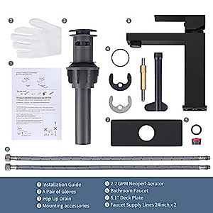 Black Bathroom Faucet ARCORA Matte Black Faucet for Bathroom Sink Modern Single Hole Bathroom Faucet with cUPC Supply Lines and Pop Up Drain