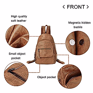 FANCELINE Small Backpack Purse for Women Fashion PU Leather Backpack Convertible Ladies Sling Bag