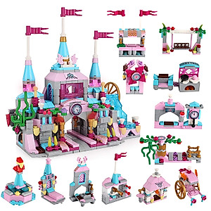 Vanmor 568Pcs Princess Castle Building Blocks Sets Toy for Girls Castle Playset with 25 Models Pink Palace Brick Toys STEM Educational Construction Kits for Kids Girls Age 6-12 Gifts