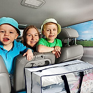 CHUMIA 16 Pieces Heavy Duty Extra Large Clear Storage Bags Backpack Straps Strong Handles Bags Reusable Clear Bags Space Saving Packing Bags for Moving, College Dorm, Traveling, Christmas Decorations