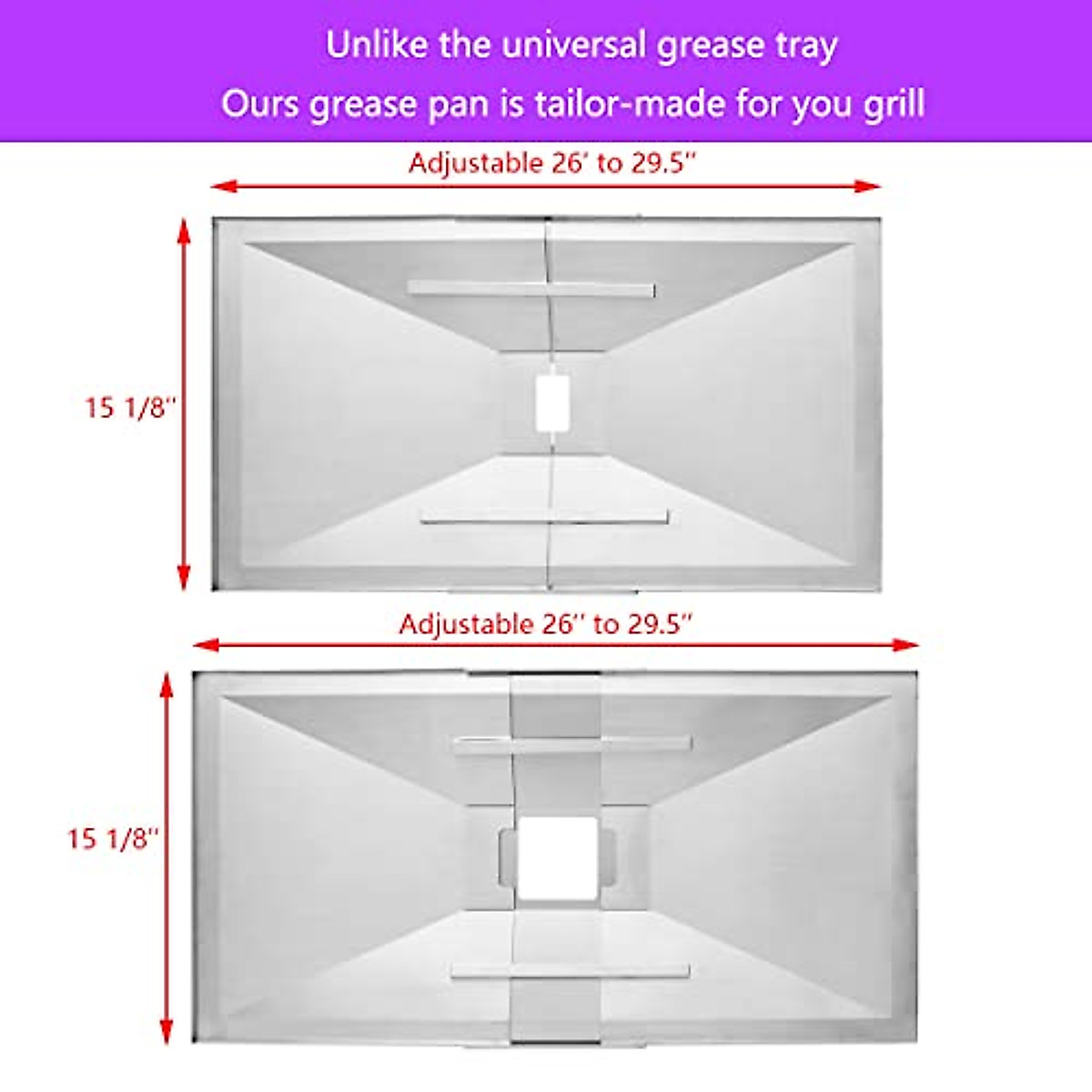 70-01-279 DGF493BNP Drip Pan Grease Tray With Catch Pan Assembly Grill Replacement Parts for Dyna Glo, Backyard, BHG, Uniflame and More Brand Grill Dynaglo DGE530BSP-D Adjustable Drip Tray