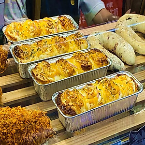 MOACOCK 100 Pack Aluminum Mini Loaf Baking Pans, 1 Lb Heavy Duty Disposable Loaf Pans, 6 x 3.5” Thick Foil Bread Pans for Baking Holiday Treats Food Storage and Takeout