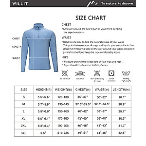 Willit Men's Fleece Pullover Golf Quarter Zip Sweaters Cold Weather Hiking Thermal Shirt Jacket Blue M