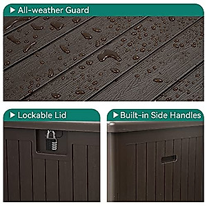 YITAHOME XL 150 Gallon Large Deck Box,Outdoor Storage for Patio Furniture Cushions,Garden Tools and Pool Toys with Flexible Divider,Waterproof,Lockable (Brown)