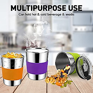 ShineMe 8oz Kids Cups Spill Proof, 5pack Stainless Steel Sippy Cups with Lids and Silicone Sleeves, Reusable Toddler Cups for Hot and Cold Drinks, BPA Free Snack Cups Apply for Indoor/Outdoor