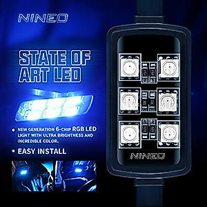 NINEO 8Pcs Motorcycle LED Light Kit with Brake Light, Motorcycle Underglow Lights with Remote Control Fit for Most Motorcycles Carts Trikes Cruiser Scooter ATV UTV - Pack of 8