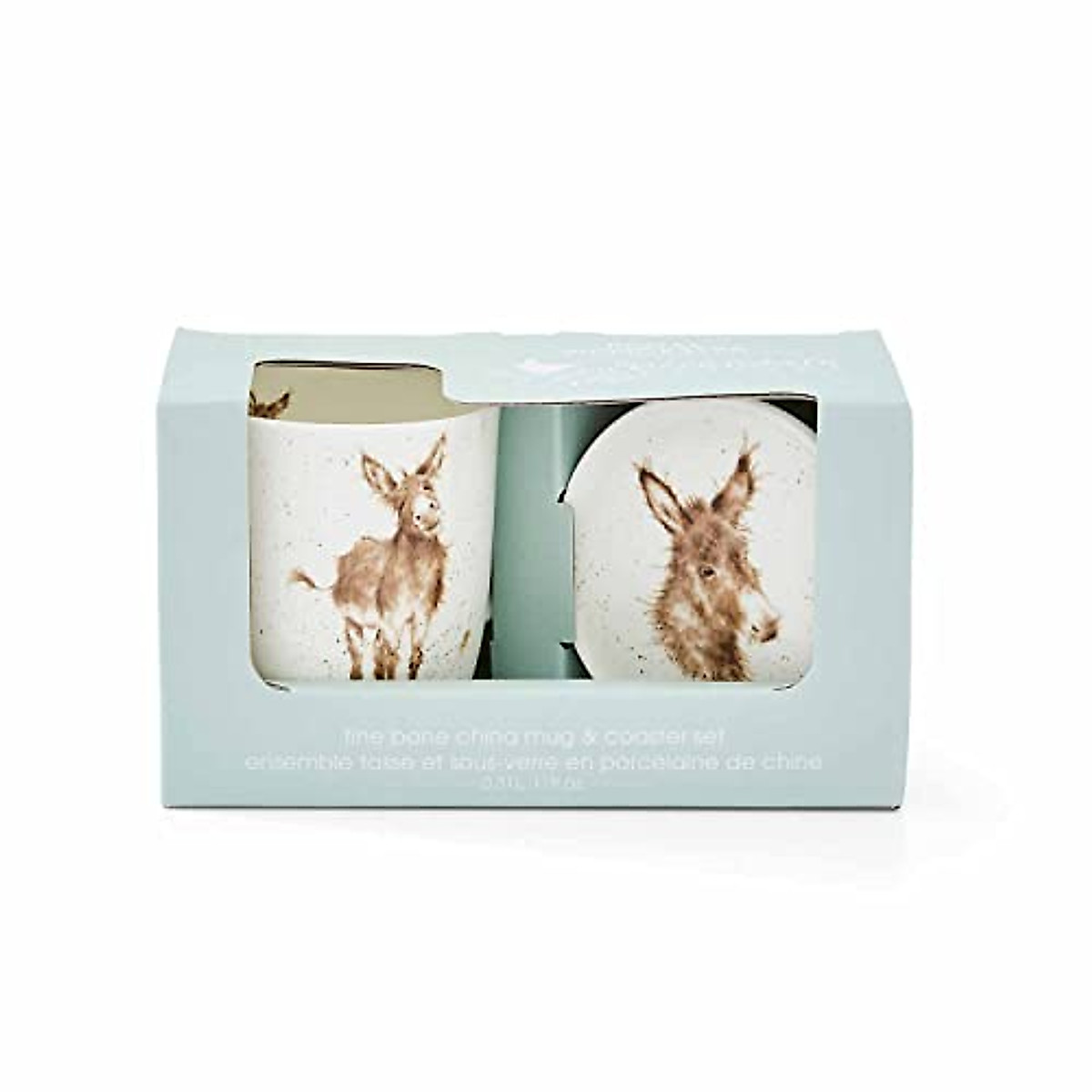 Royal Worcester Wrendale Designs Gentle Jack Mug & Coaster Set | 11 Ounce Coffee Mug with Coaster | Made from Fine Bone China | Microwave and Dishwasher Safe