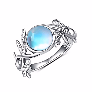 SCZKLAQ Moonstone Leaf Rings for Women 925 Sterling Silver Moonstone Ring Jewelry Gifts for Women (7)