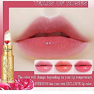 LuckNest Flower Jelly Lipstick Set Temperature Change Moisturizer Long Lasting Nutritious Balm Magic Color Change Lip Gloss (#3)