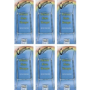 Creative Hobbies Deluxe Plate Display Hangers, Spring Style - Assembled & Ready to Use -Hold 10 to 14 Inch Plates- White Coated Wire Spring Type, Hanger Hooks & Nails Included -Pack of 6 Hangers