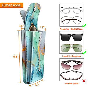 Fintie Double Glasses Case with Carabiner Hook, Portable Vegan Leather Eyeglass Case Anti-scratch Sunglasses Pouch, Emerald Marble