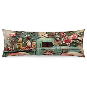 MaSiledy Body Pillow Case Christmas Holiday Extra Large Pillowcase Christmas Truck Vintage Body Pillowcase Bed Large Soft Body Pillow Covers 20x54 Inches for Bedroom Soft Breathable
