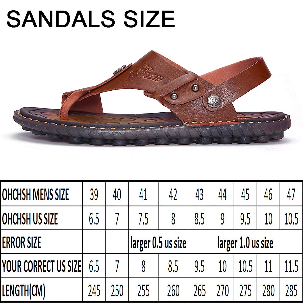 OHCHSH Flip Flops Mens Sandals Toe Ring Style Flat Sandals Shoes Microfiber Leather US 9.5