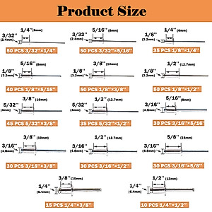 Sunxeke 500pcs Pop Rivets Aluminum Rivets Assortment Kit (3/32 1/8 5/32 3/16 1/4inch),14 Sizes Assorted Blind Rivets for Assembling RV,Furniture and Plastic Frame Windows(Silver)
