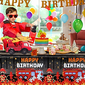 3 Pack Plastic Fire Truck Tablecloths Firefighter Party Tablecloth Fireman Happy Birthday Table Cover Fire Truck Birthday Party Supplies for Firefighting Theme Party School Activity, 54 x 108 Inch