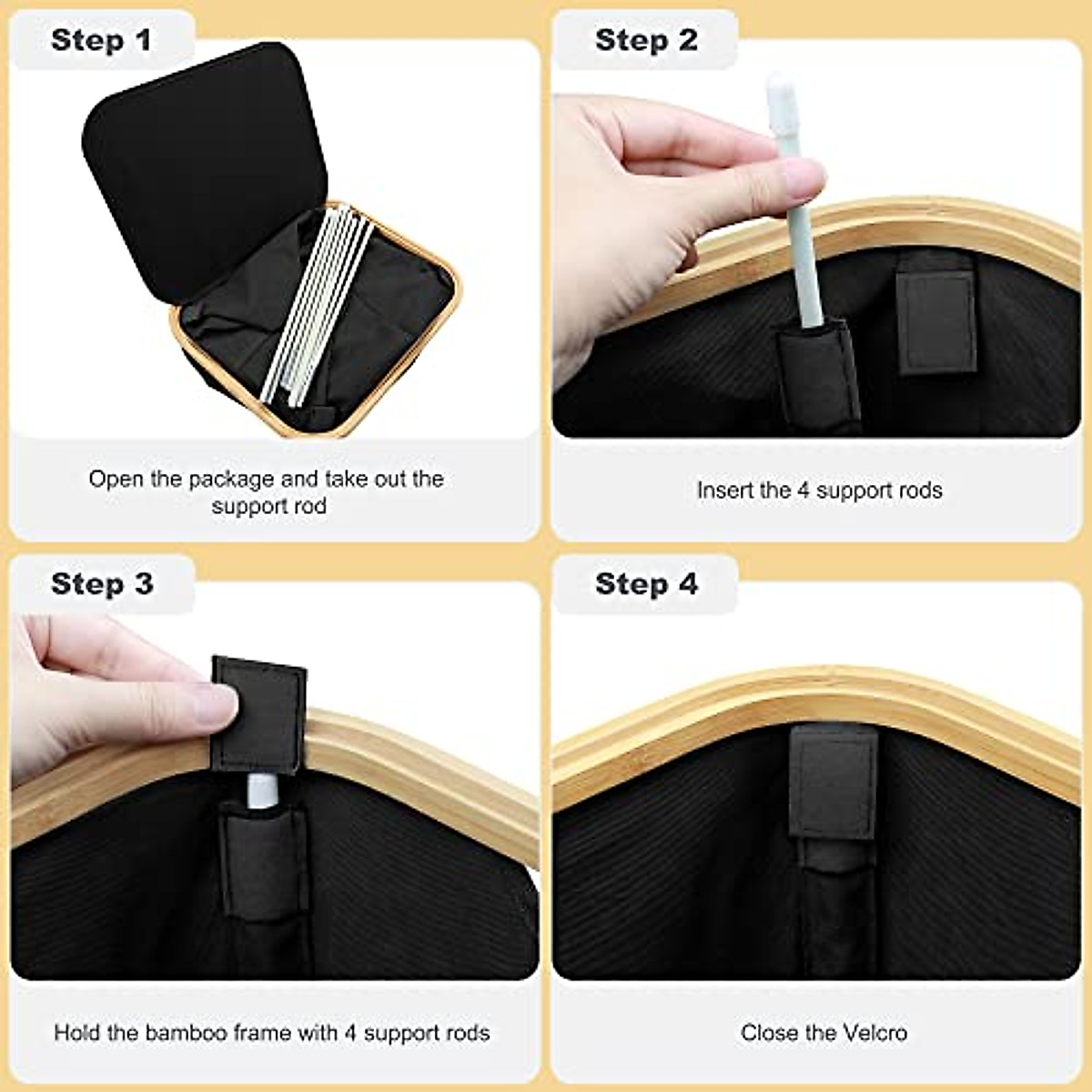 Bellzacasa Laundry Hamper with Lid, Black 100L Large Washing Basket for Laundry with Handles Laundry Basket for Bedroom Bamboo Bathroom Bin