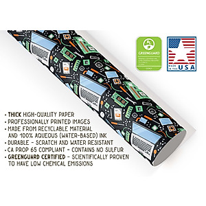 Computer Chip Motherboard Premium Wrapping Paper Roll Gift Wrap Sheet for Christmas Presents Birthday Party Decorations (30 inch x 6 foot roll)
