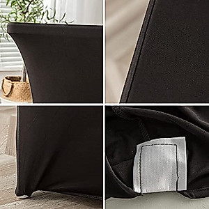 2 Pack Spandex Table Cover Fitted Rectangular Tablecloth Stretchable Fabric Tablecloth for Party, Banquet, Wedding and Events (6FT, Black)