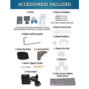 MILLEPUNTI Sewing Machine with 25 Stitches Automatic Needle Threader and Bobbin Winder Include 4 Feet and Accessories Perfect for Beginners Quilting and DIY MKR45