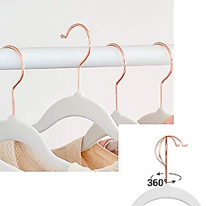 SONGMICS Velvet Hangers 50 Pack, Non Slip Hangers with Rose Gold Color Swivel Hook, Slim Hangers Space Saving, Velvet Hangers for Closet, Heavy Duty Velvet Hangers, White UCRF026W03