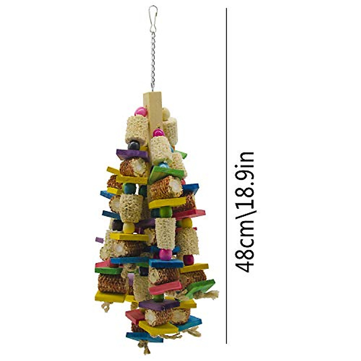 Deloky Parrot Toy for Large Bird-19 inch Natural Wood Corn Cob Parrot Chewing Toy-Bird Block Knots Tearing Toy for Macaws Cokatoos,African Grey and a Variety of Amazon Parrots.(Large Size)