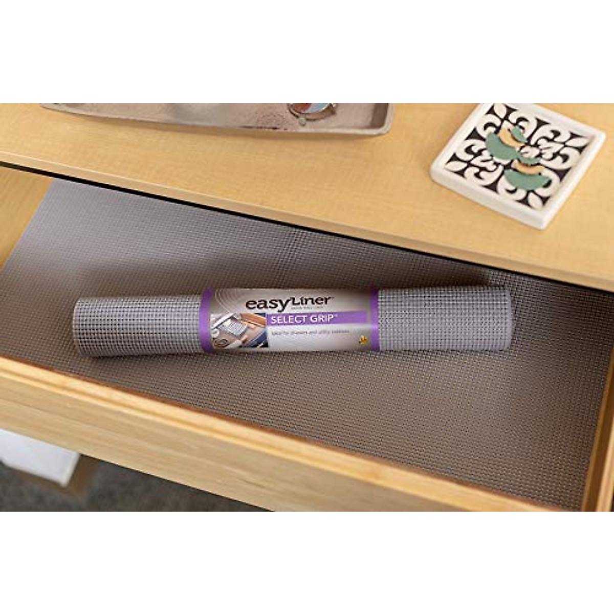 Duck Brand Select Grip EasyLiner Shelf and Drawer Liner, Non-Adhesive, 20-Inch x 6-Feet, Light Grey, 283311