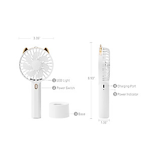 Mini Fan Handheld Fan, 3 in 1 Small Fan with 7 Colors LED Lights, 3 Adjustable Speeds, Rechargeable Battery Operated Fan for Kids, Girls and Women Outdoors or Home Office Use.