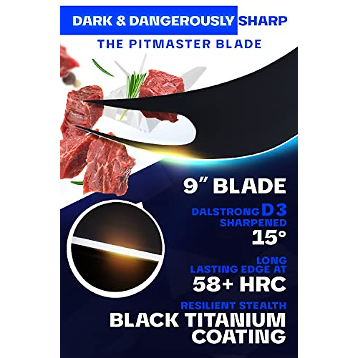 DALSTRONG BBQ Pitmaster & Meat Knife - 9 inch - Shadow Black Series - Black Titanium Nitride Coated - High Carbon - 7CR17MOV-X Vacuum Treated Steel - Razor Sharp Kitchen Knife - Sheath - NSF Certified