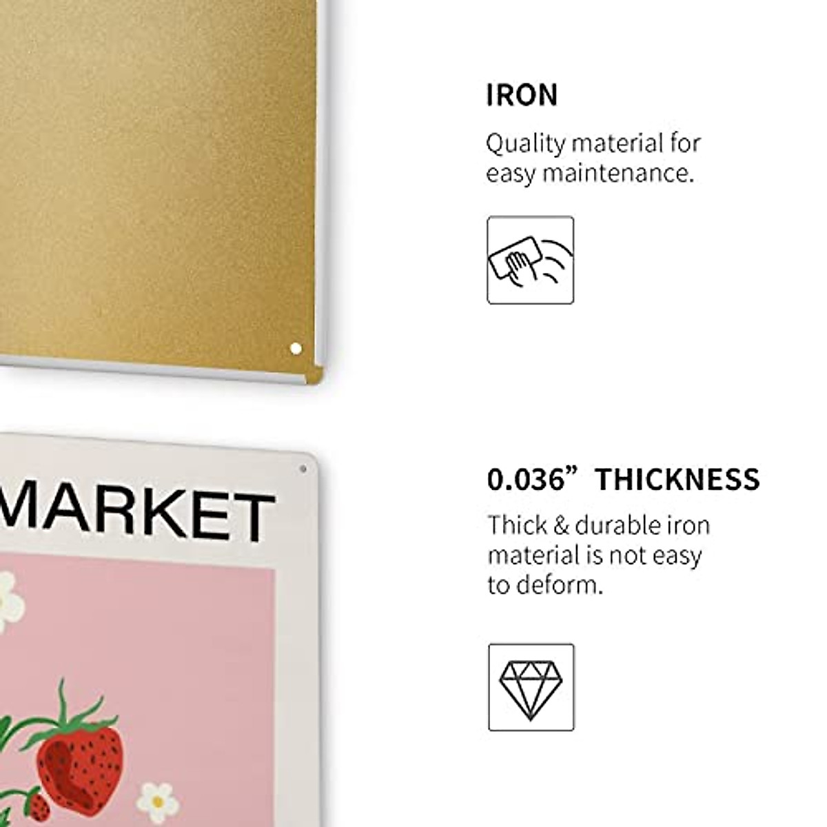 Loyience Fruit Market tin Sign, Strawberry Fruit Print, Kitchen Art Print, Food Art,Pink Home Decor, Dining Room,Retro Signs Home Decoration Gifts for Mom,Dad and Friends Metal Tin Sign 5.5X8 Inch