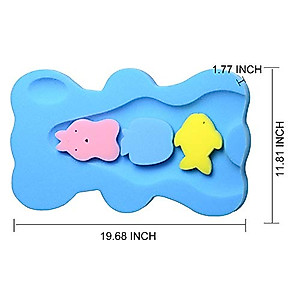 NEAGLORY Baby Infant Bath Sponge Baby Bath Mat Newborn Cushion, Blue