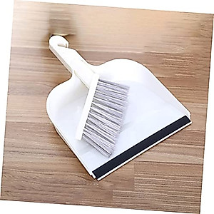 BCOATH 2 Sets Cleaning Brush Tabletop Fireplace Dust Pans with Brush Tiny Brush Dustpan Toy Broom Straw Soft Broom Cleaning Broom Mini Hand Broom Mini Cleaning Dustpan Plastic White