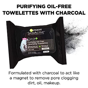 Garnier Skinactive Clean + Purifying Oil-Free Towelettes 25 Count (3 Pack)