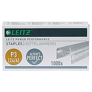 Leitz 55700000 P3 Power Performance 24/6 Staples, Strong Steel, Length 6 mm, 1000 Staples, Staples Up to 30 Sheet Capacity