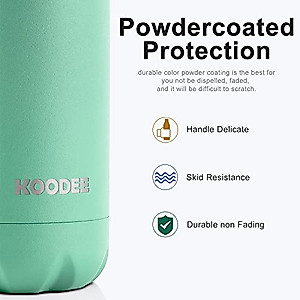 koodee Insulated Water Bottle -17 oz Stainless Steel Double Wall Vacuum Insulated Water Bottle for Back to School, 2 Pack Sports Water Flask Leak Proof (Aquamarine Blue-Sky Blue)