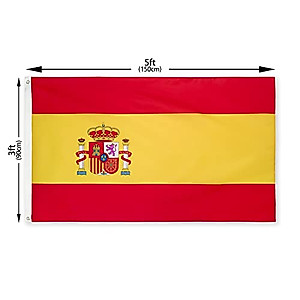 DANF Spain Flag 3ftx5ft Spainish National Flags Polyester with Brass Grommets 3x5 Foot Flag