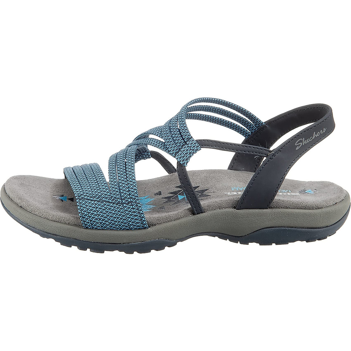 Skechers Women's Reggae Slim-Skech Appeal-Z-Gore Slingback Sandal, Navy, 9 M US
