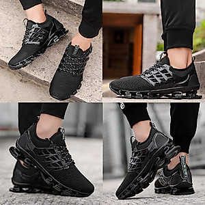 SKDOIUL All Black Tennis Shoes Black Mens Walking Shoes Black Shoes for Men mesh Breathable Slip on Walking Shoes Fashion Casual Sneakers Black Size 9