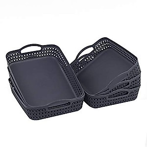 EudokkyNA A4 Storage Basket Tray, Plastic Office Storage Trays Set of 6