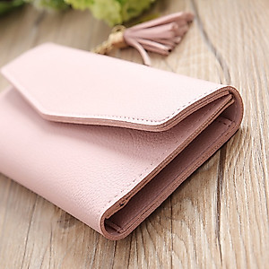 mogen886 Fashion Long Wallet Bags Card Slot Tassel Heart Pattern Charm Coin Purses Clutch Bag Light Pink