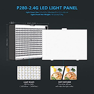 Neewer 2-Pack 2.4G LED Video Lighting Kit: Bi-Color CRI 95+ 280 LED Panel with 2M Light Stand, LCD Display, 2.4G Remote for Photo Studio Photography, Ball Head/Carry Bag Included